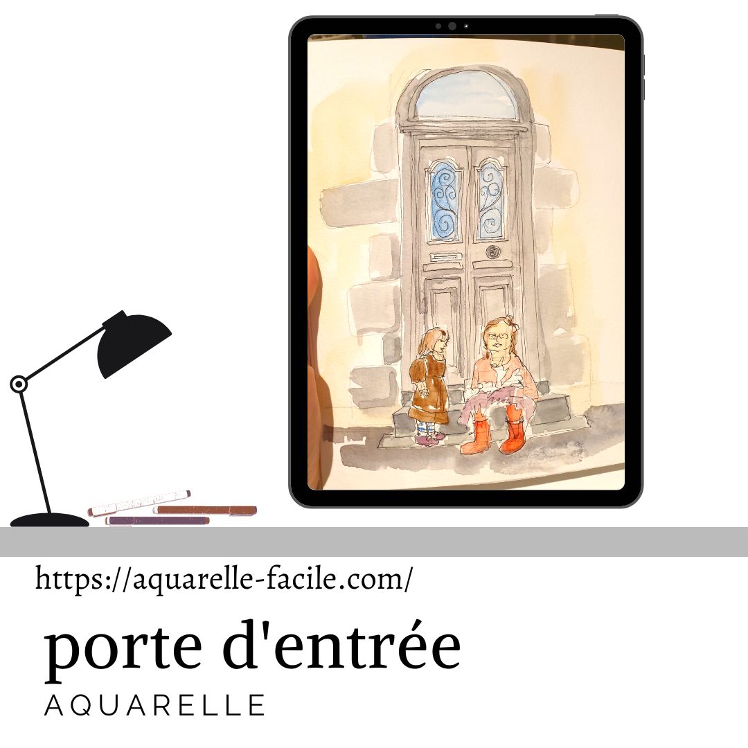 Dessin porte entrée : crayon et aquarelle facile - Croquis urbain à l ...