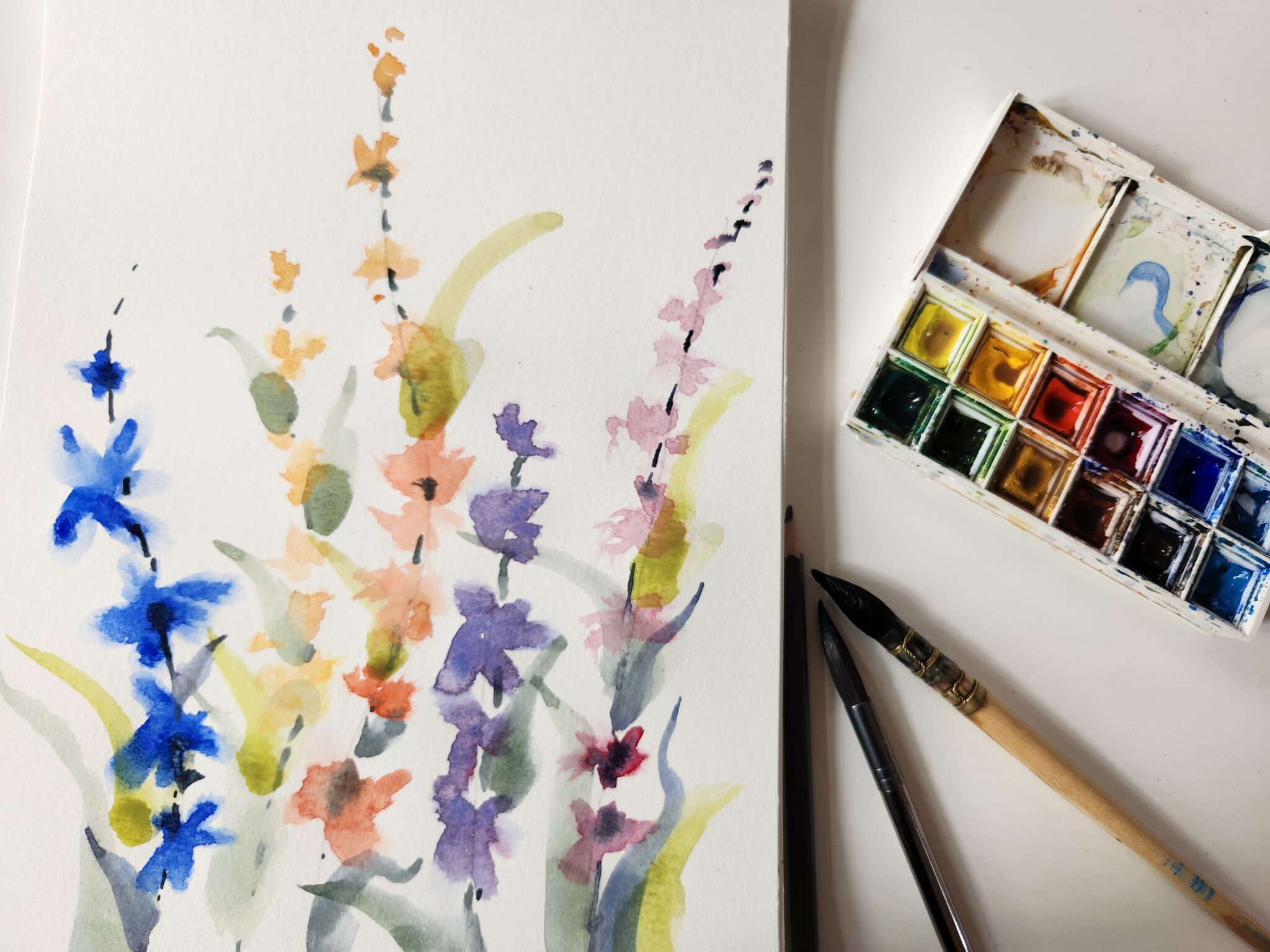 Debutant Fleur Aquarelle Facile